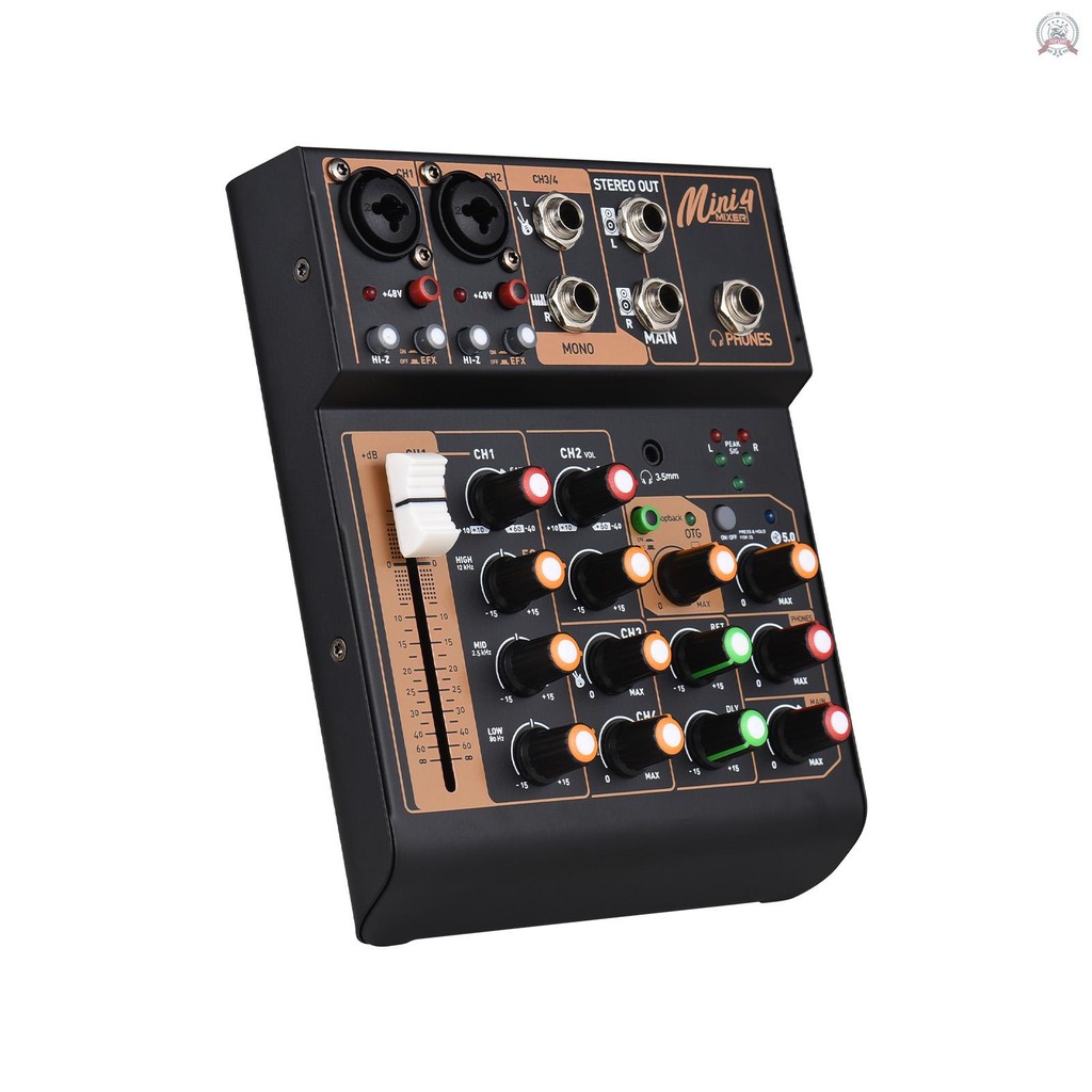 Audio Mixer Portable 4-Channel DJ Mixer Console Mini Sound Mixing Board ...