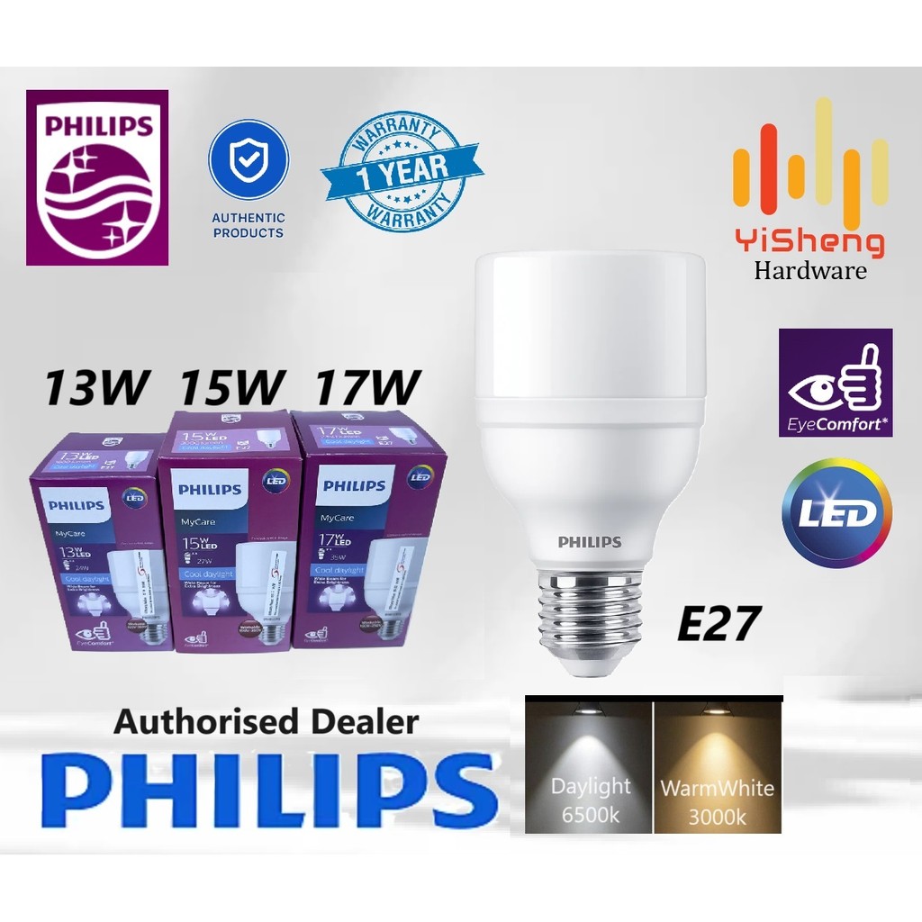 💡Lampu Philips LED Bright Bulb (13W 15W 17W) E27 LED BULB Bright Boost / Mentol LED Terang ...