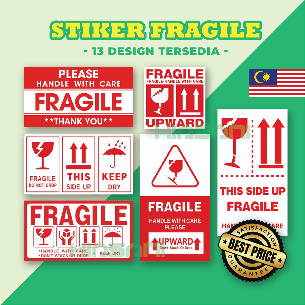 PP Fragile Sticker Label Handle with Care Caution Stickers Warning ...