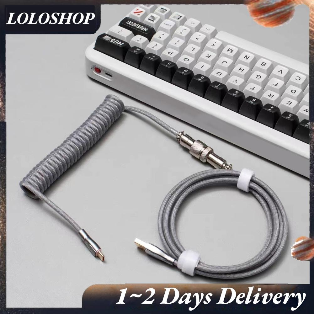 Loloshop Coiled Keyboard Cable Portable Two Stage Design Retractable ...