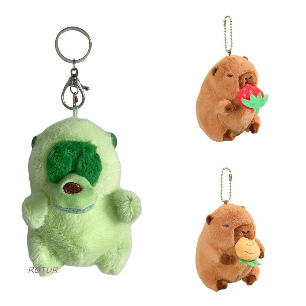ROTUR Capybara Plush Keyring, Pullable Radish Capybara Plush Pendant ...