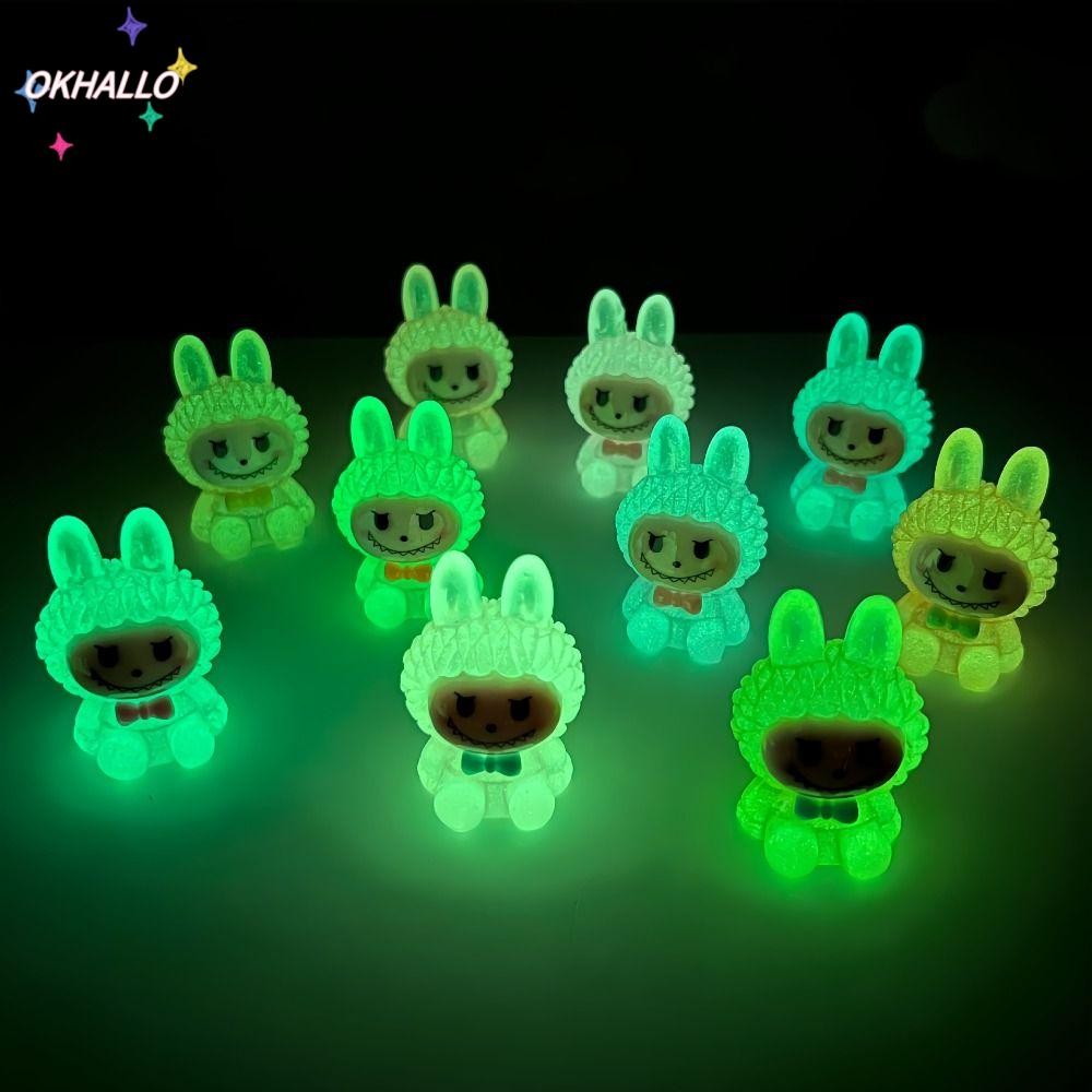 OKHALLO Mini Labubu Ornaments, Glow-in-the-dark Resin Luminous ...