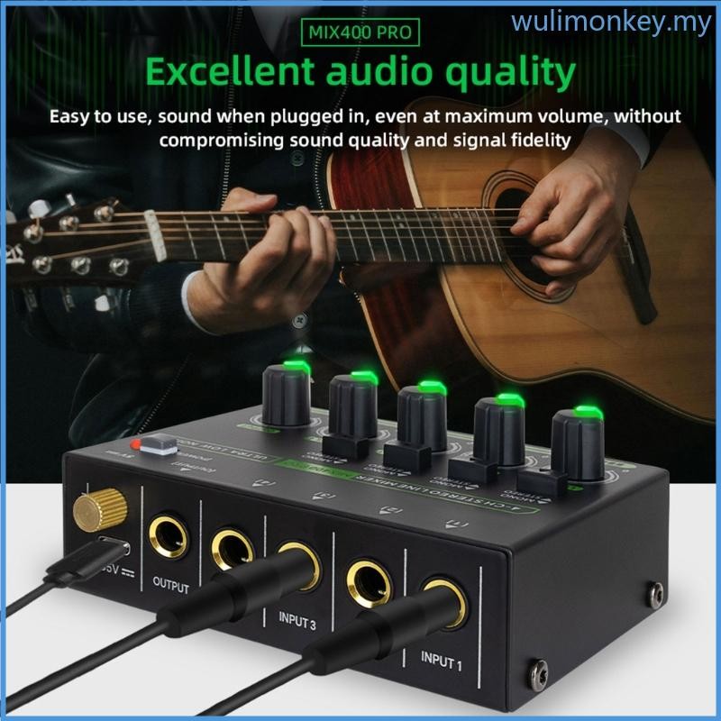 WU 4 Channel Line Mixer Portable Sound Mixing Consoles Stereo Mixer 4 ...