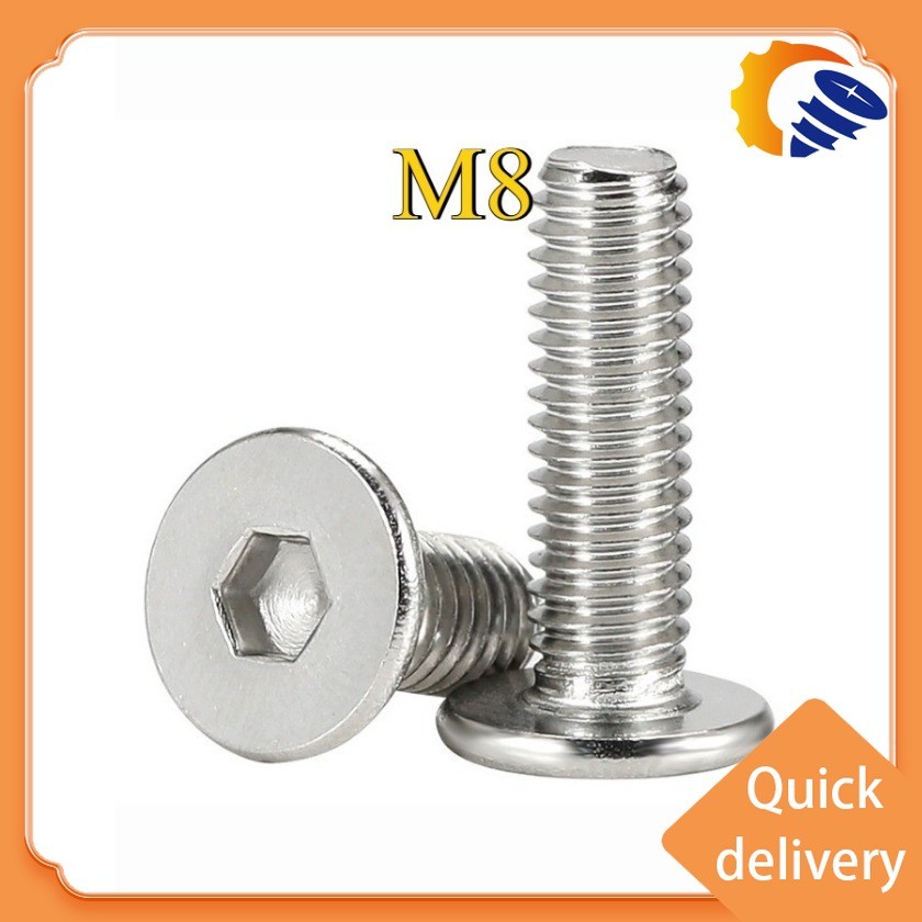 Thin Head Allen bolt Screw Stainless Steel 304/Skru Pipih Rata/Thin ...