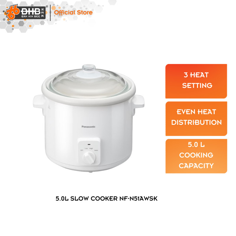 PANASONIC NF-N31AWSK / NF-N51A 3.0L/5.0L Slow Cooker with Glass Lid ...