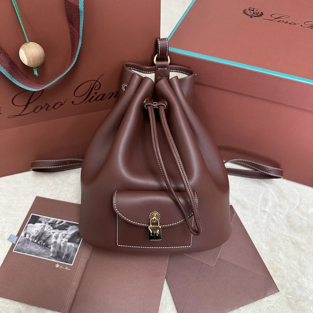 Genuine Grade Loro Piana Extra Drawstring lp Backpack Color: Brown ...