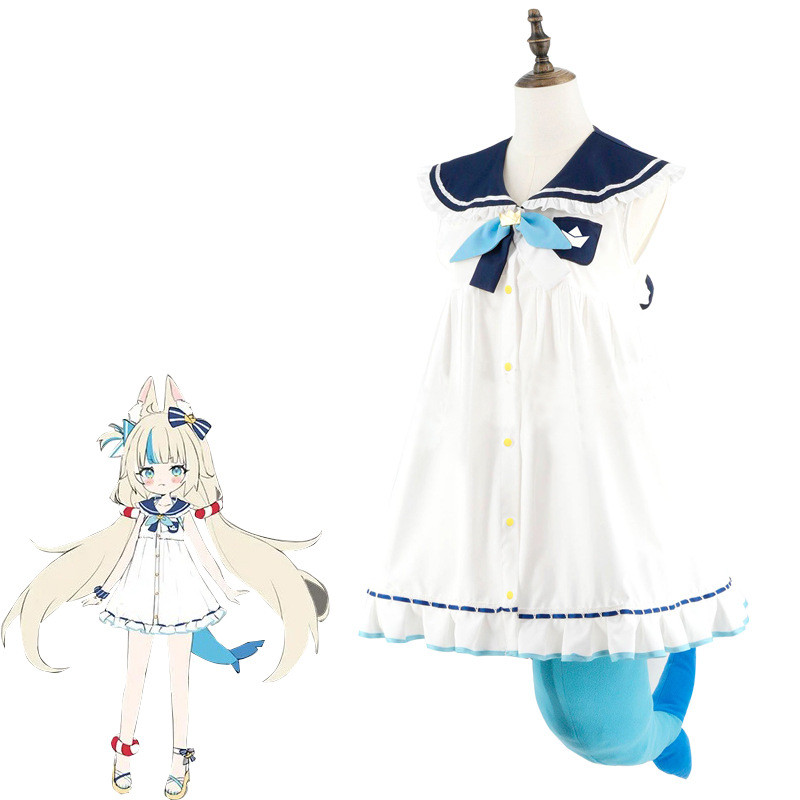VTuber Cosplay Costume - Sameko Saba with Ear and Tail Decorations ...