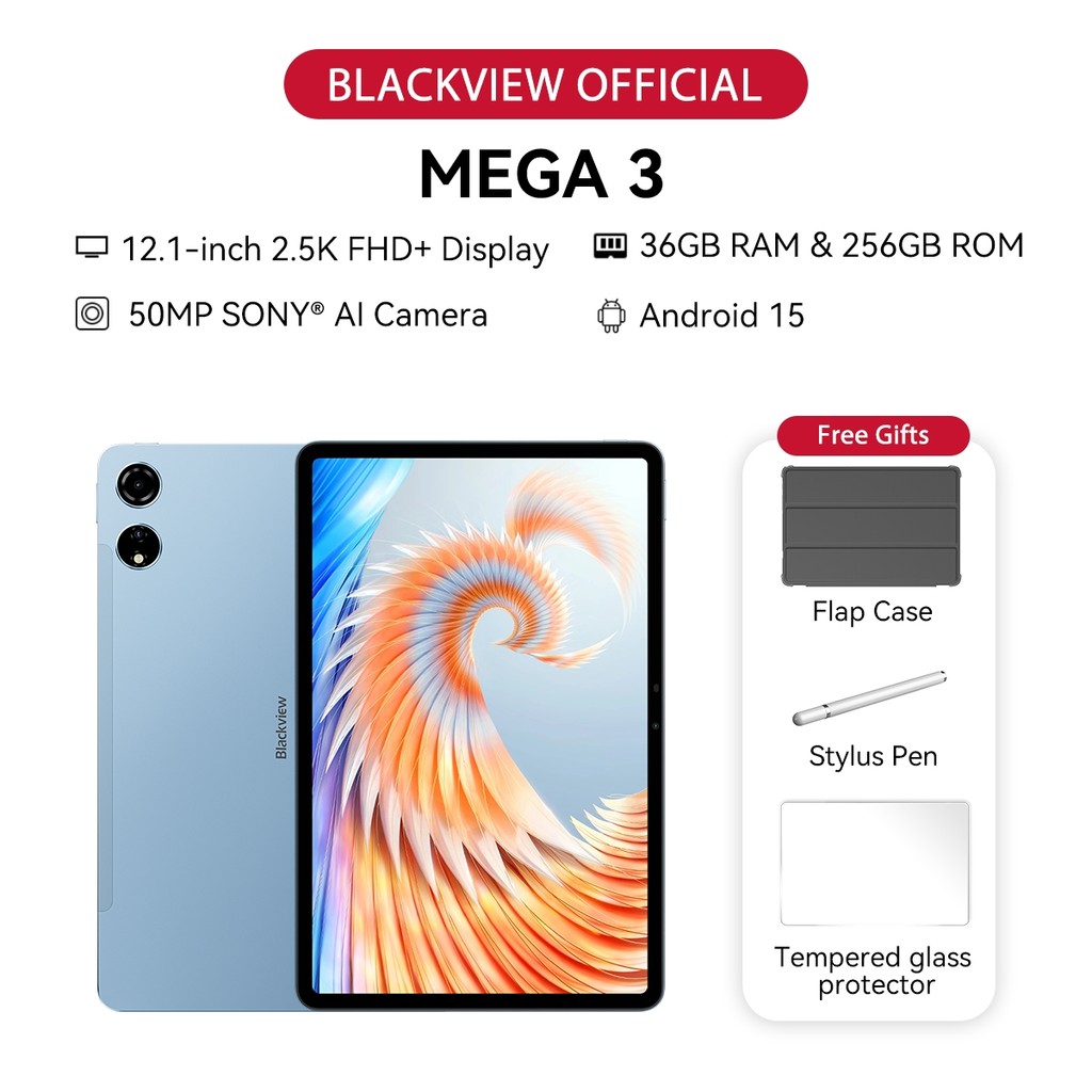 Blackview MEGA 3 Smart Al Tablet | 36GB+256GB | 12.1" 2.5K FHD+ Display l MTK Helio G100 ...