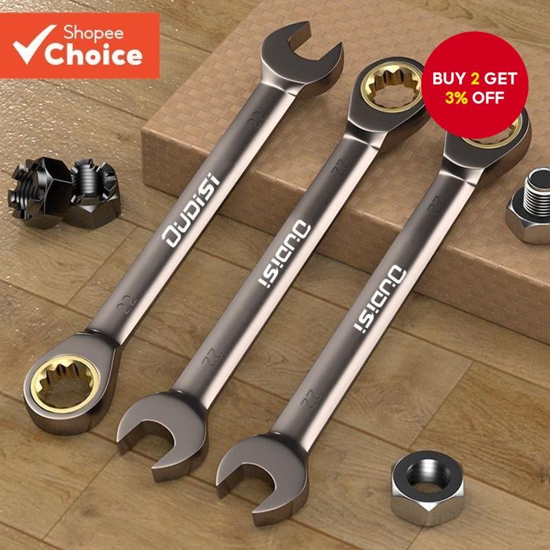 6mm-24mm Golden Double-Ended One-Way Ratchet Wrench Open-End Wrench ...