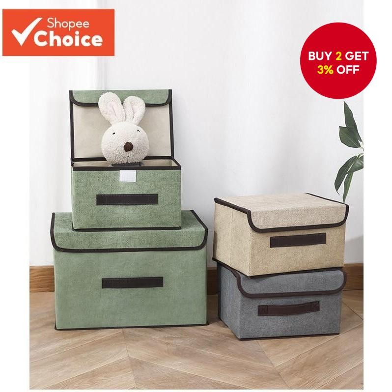 Foldable Fabric Storage Box with Lid - Versatile Clothes Organizer ...