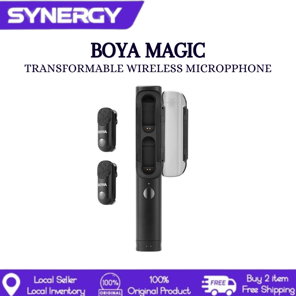 BOYA Magic Transformable Wireless Microphone 4 Forms in 1 World's First Al-Powered | Shopee Malaysia