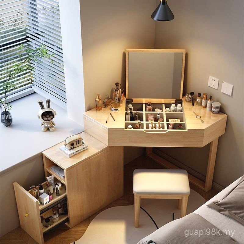 Corner Dressing Table Bedside Solid Wood Dressing Table Drawer ...