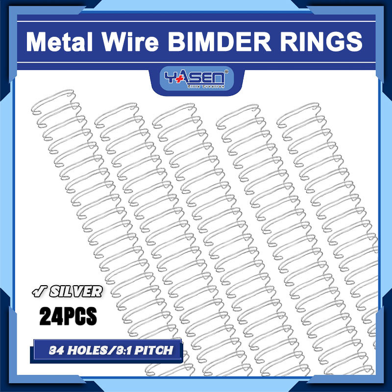 Metal Wire Binder Rings (3:1)15.9mm 34 Holes silver Wire Double Helix ...
