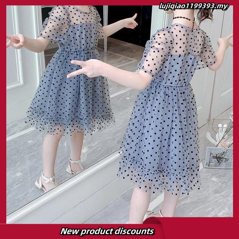 Girls Dress Short Sleeve Polkadot Kids Girl Princess Dresses White ...