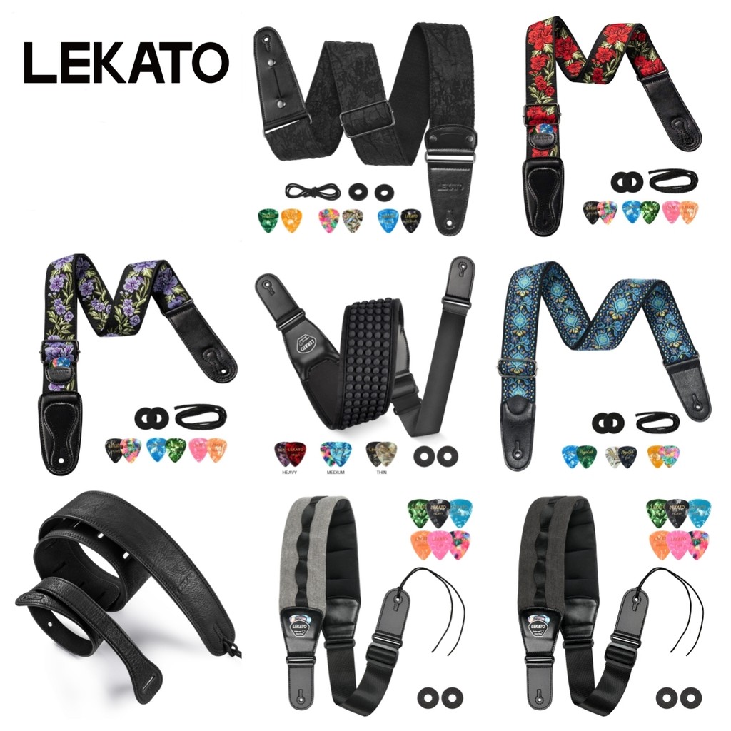 LEKATO Guitar Strap LGS-1/6/7/8 Anaglyph Embossed Floral Adjustable ...