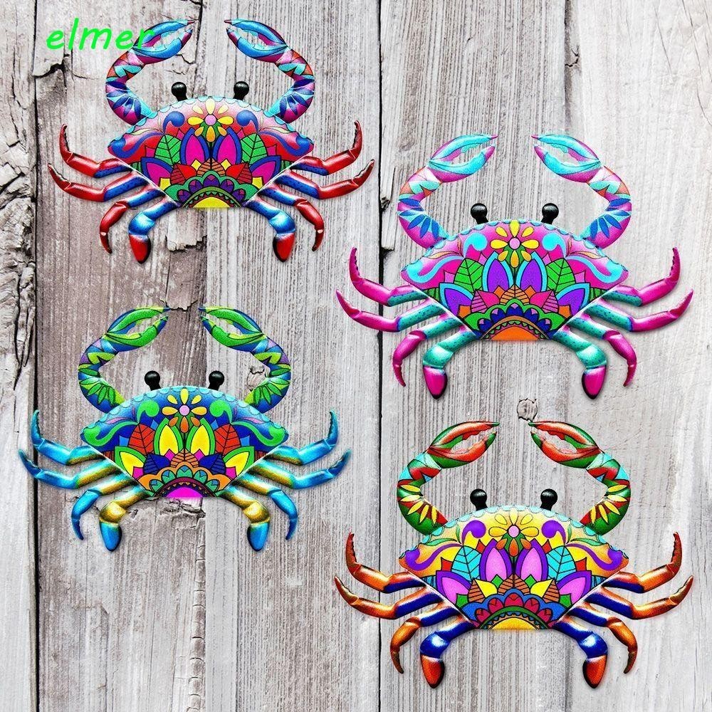 ELMER Garden Crab Sculpture, Iron Art Garden Craft Metal Crab Ornament ...