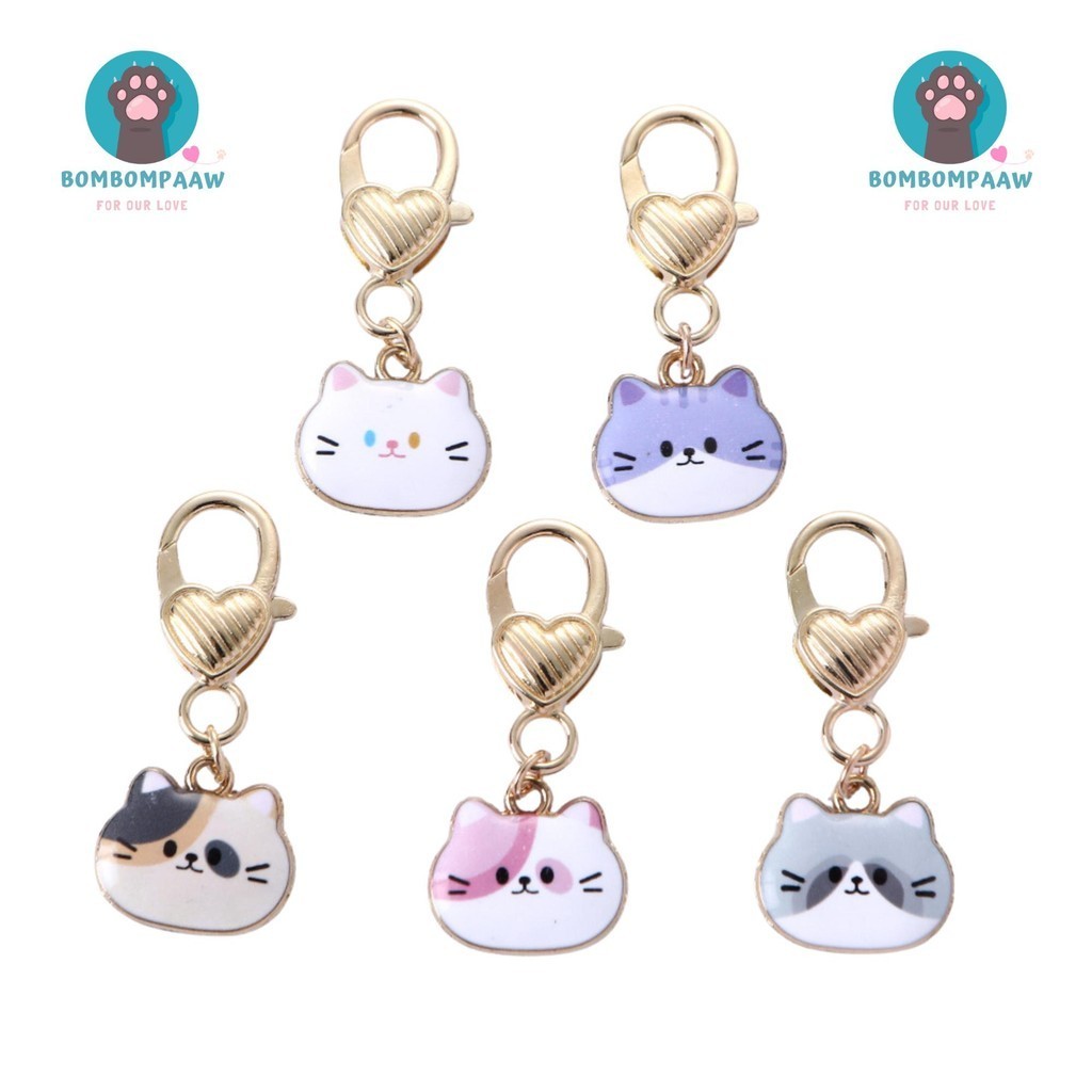 Bombompaaw Keychain Cute Cat Head Design Key Chain Kucing Loket Kunci ...