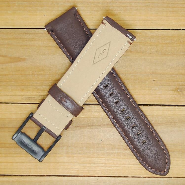 22mm 24mm Genuine Leather Watch Band for Fossil Black Buckle Waterproof ...