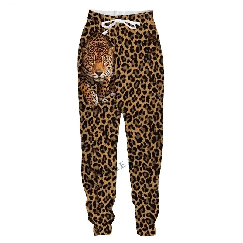 Leopard-print men's vintage pants Street Wear Long men's sweatpants ...
