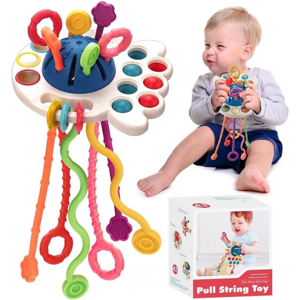 Montessori Baby Toys Silicone Pull String Toys Baby Sensory Toy ...