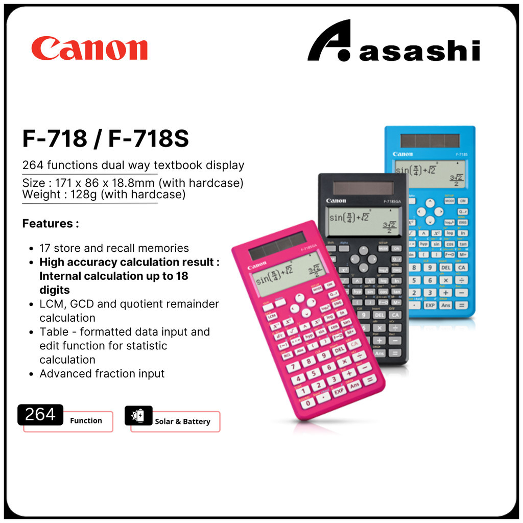 [264 Function] Canon F-718 / F-718S Scientific Calculator Original ...