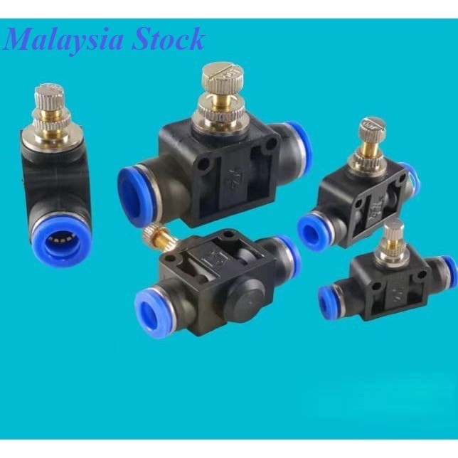 Pneumatic Airflow Regulator Air Hose Tube OD 4mm 6mm 8mm 10mm 12mm Gas Flow Adjust Valve ...