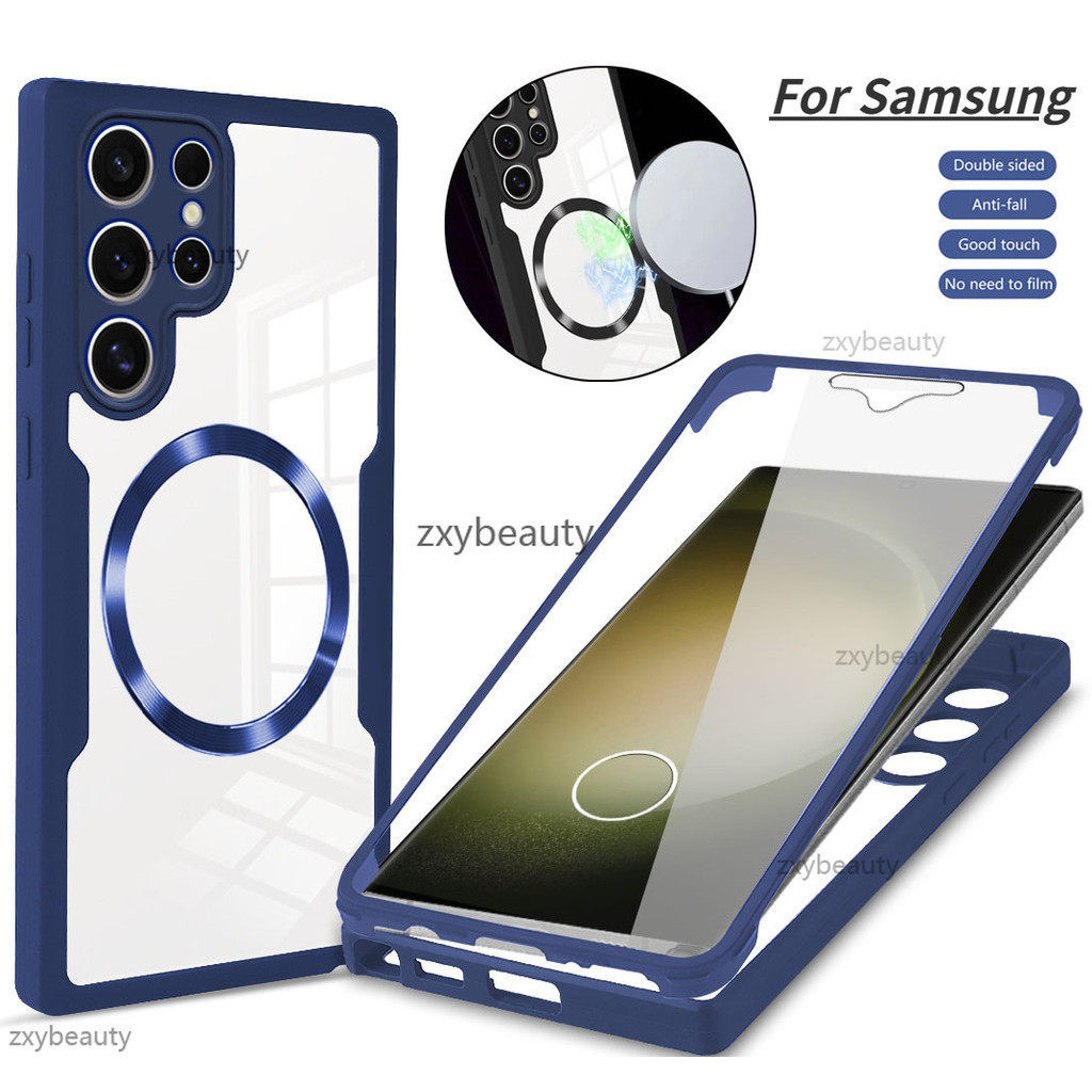 Casing For Samsung Galaxy S24 Ultra S23 S22 Plus FE 5G 2024 Case 360°Double-Side Magnetic ...