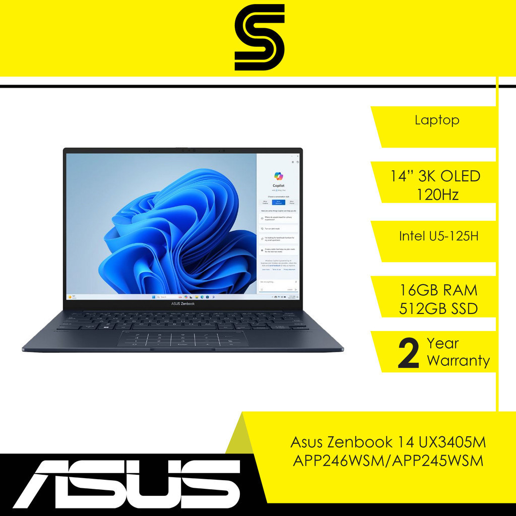 ASUS Zenbook 14 OLED UX3405M APP245WSM/APP246WSM- Intel U-5 125H | 16GB ...