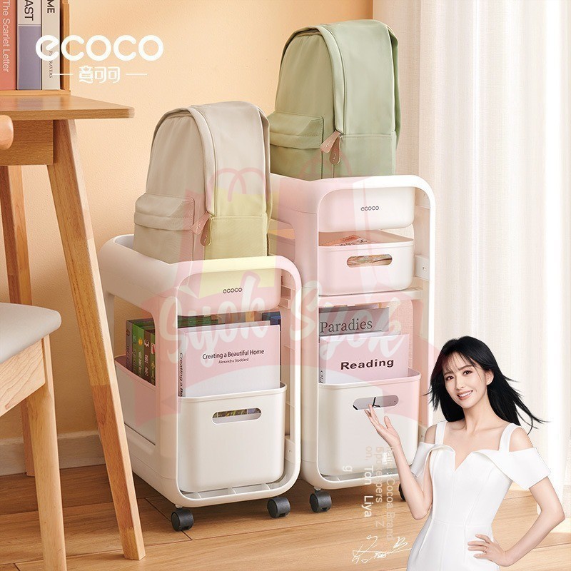 SyokSyok ECOCO Desktop Multipurpose Multi Layer Storage Floor Trolley Storage Cabinet Storage ...