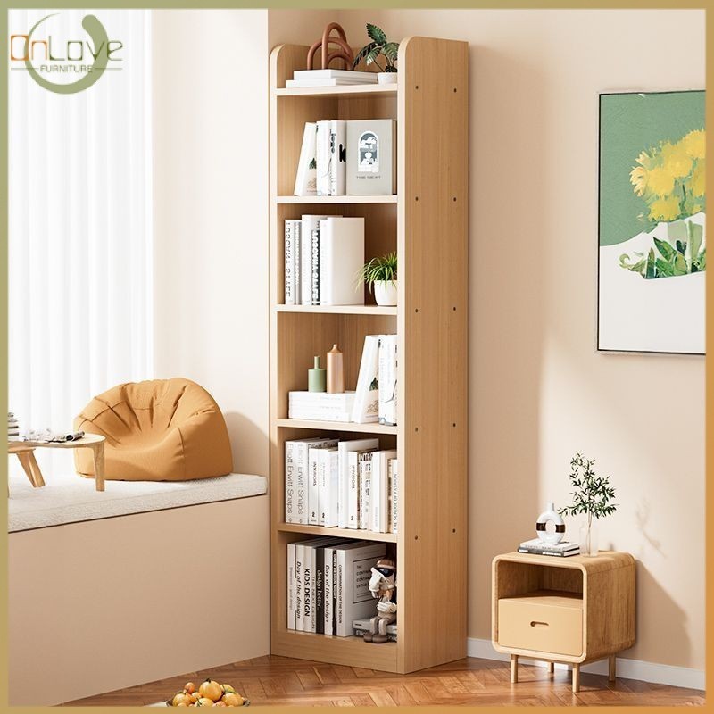 Rak buku kayu pepejal, tingkap terapung rak lantai, kabinet paparan ...