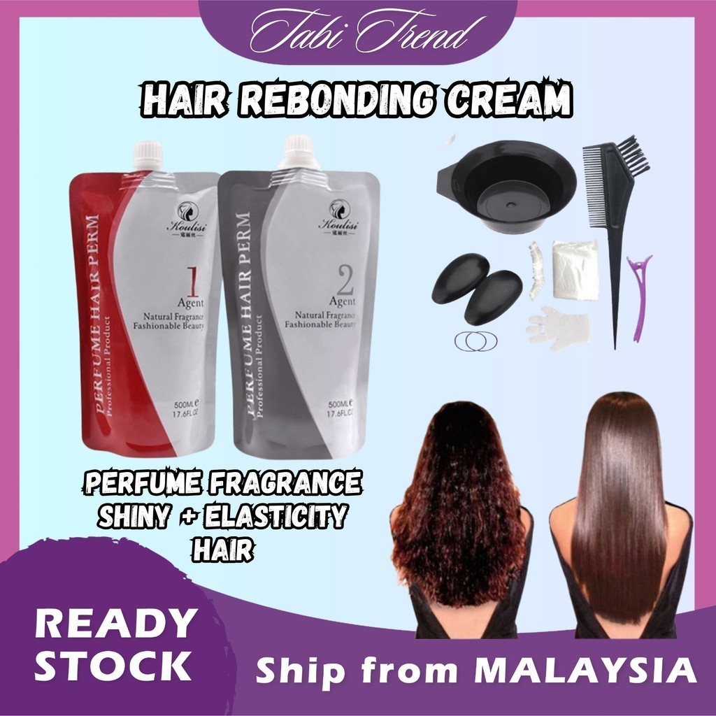Hair Rebonding Cream Ubat Krim Lurus Rambut Straightener Salon Set ...