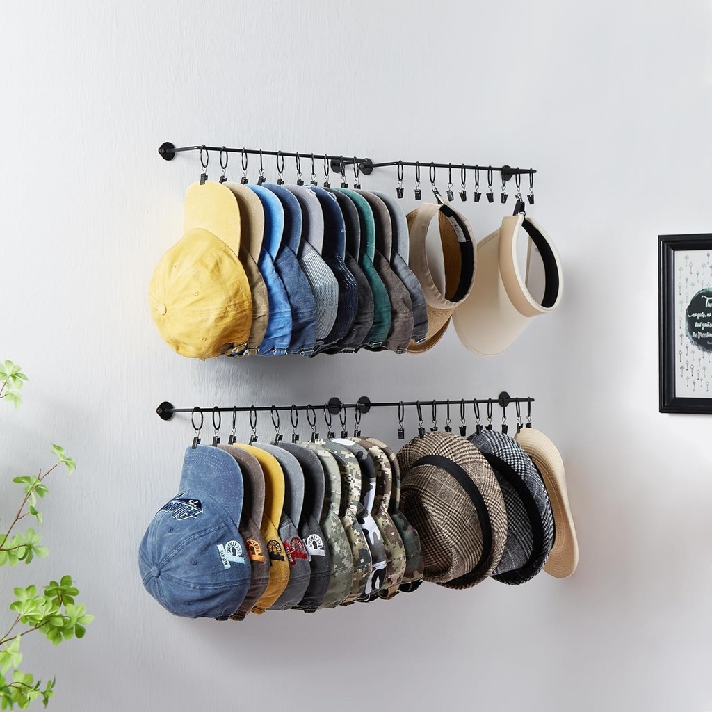 Hat Rack Wall Cap Organizer Baseball Caps Racks Display Holder with 10 ...