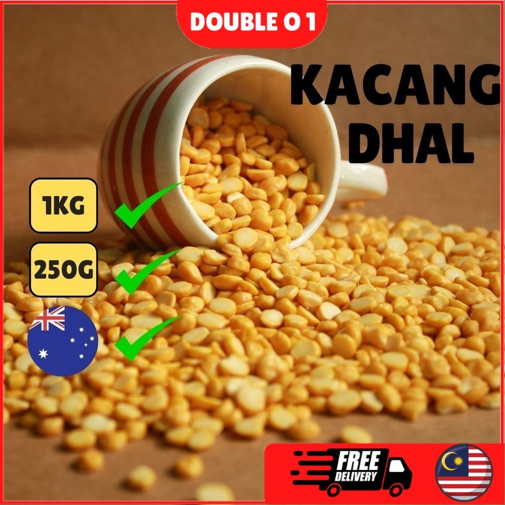 DOUBLE O 1 Yellow Dhal Kacang Dhal Australia Dhal Parepu (250g/1kg ...