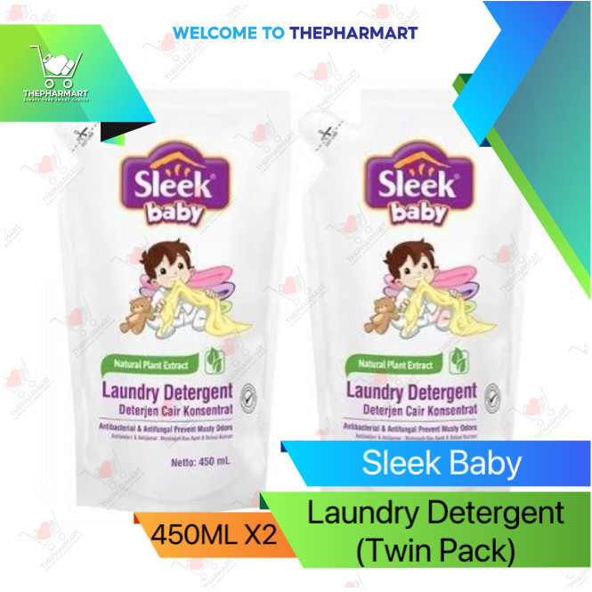 Sleek Baby Laundry Detergent Refill (450ml x 2) Value Pack / Twin Pack ...
