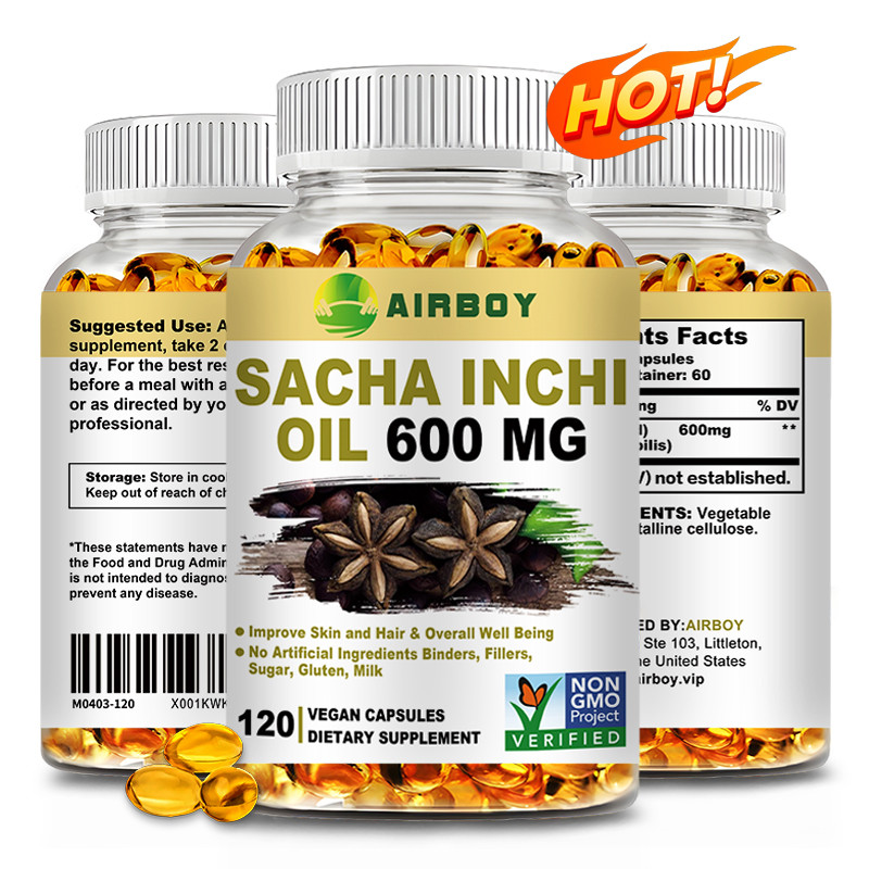 Airboy Organic Inca Inchi Oil, 600mg, 100% Vegan - 30/60/120 Capsules ...