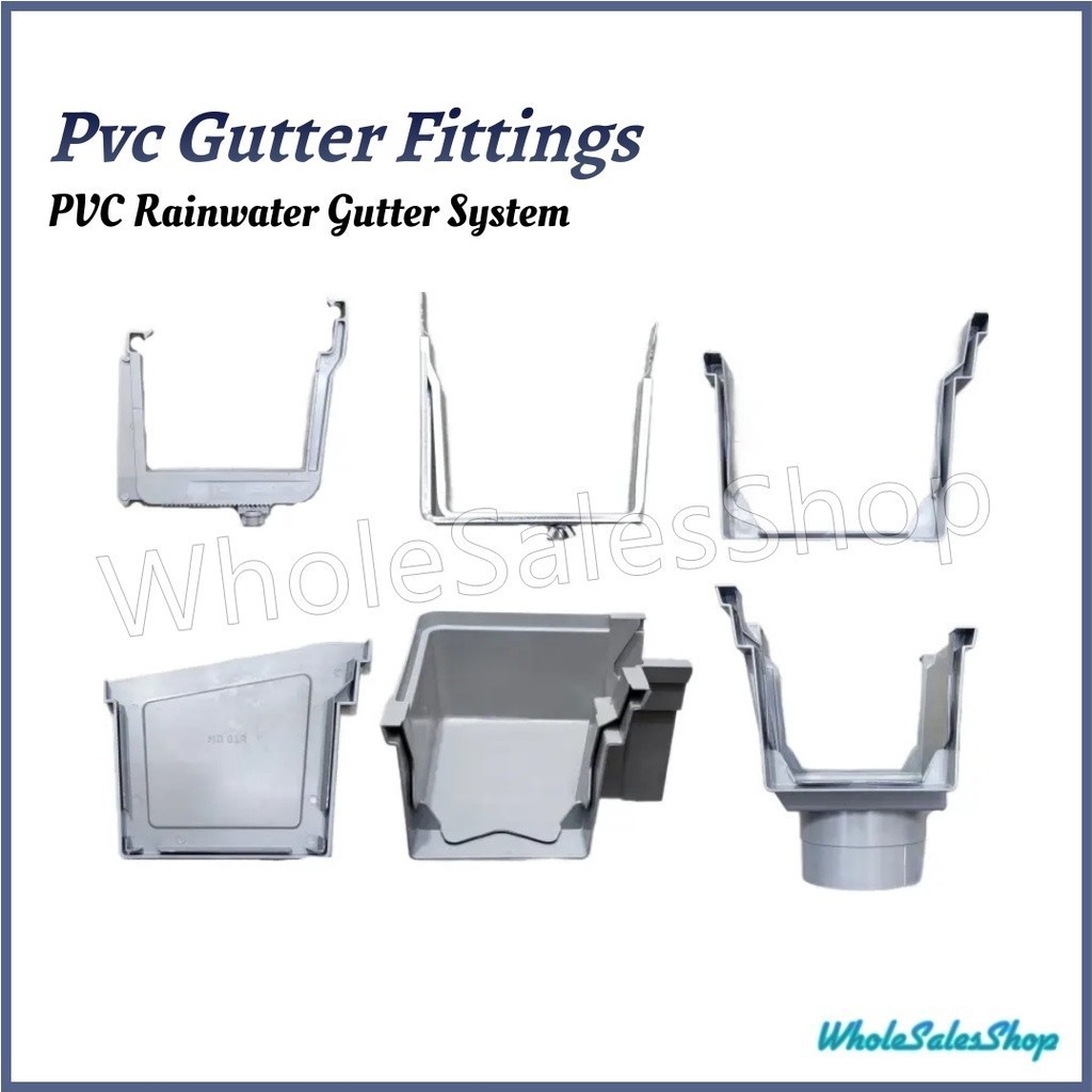 PVC Gutter Fitting Grey (PVC Rainwater Gutter System ) Salur Air Kelabu ...