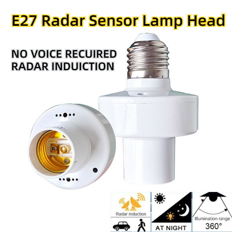 E27 Radar Sensor LED Bulb Socket Base 360 Degree PIR Induction Motion ...