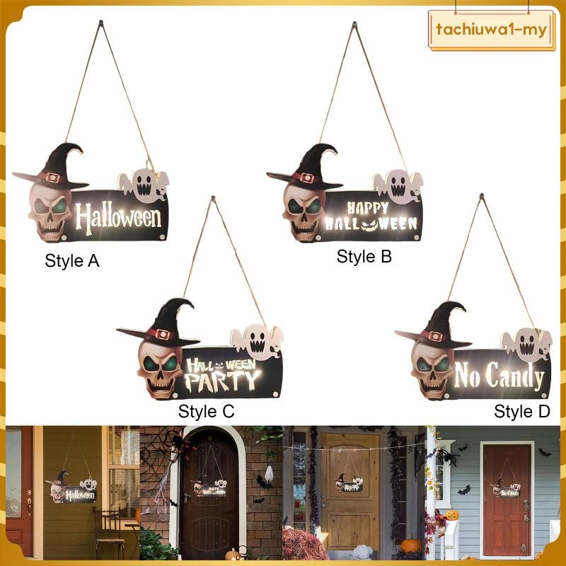 [TachiuwadcMY] Halloween Door Hanger Lighted Front Door Spooky Welcome ...
