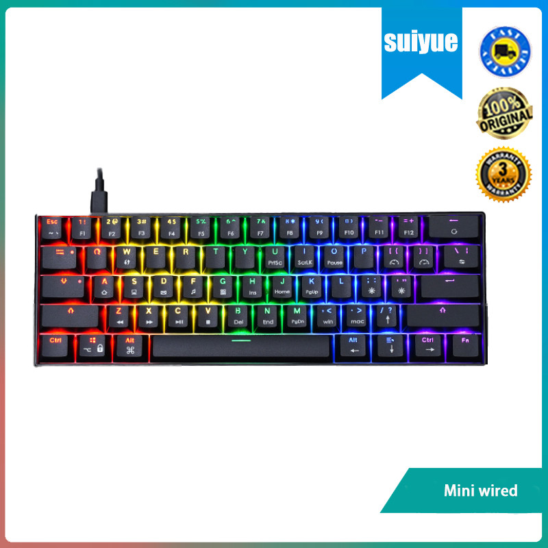 Mini wired mechanical keyboard for esports, small and portable, 61 key ...
