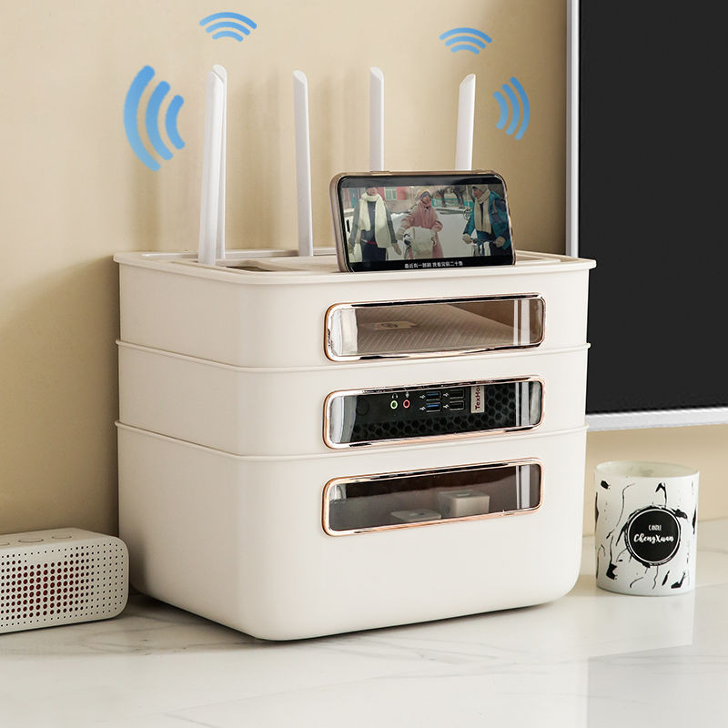 Wifi Router Storage Box Wire TV Top Box Shelf Socket Light Cat Place ...