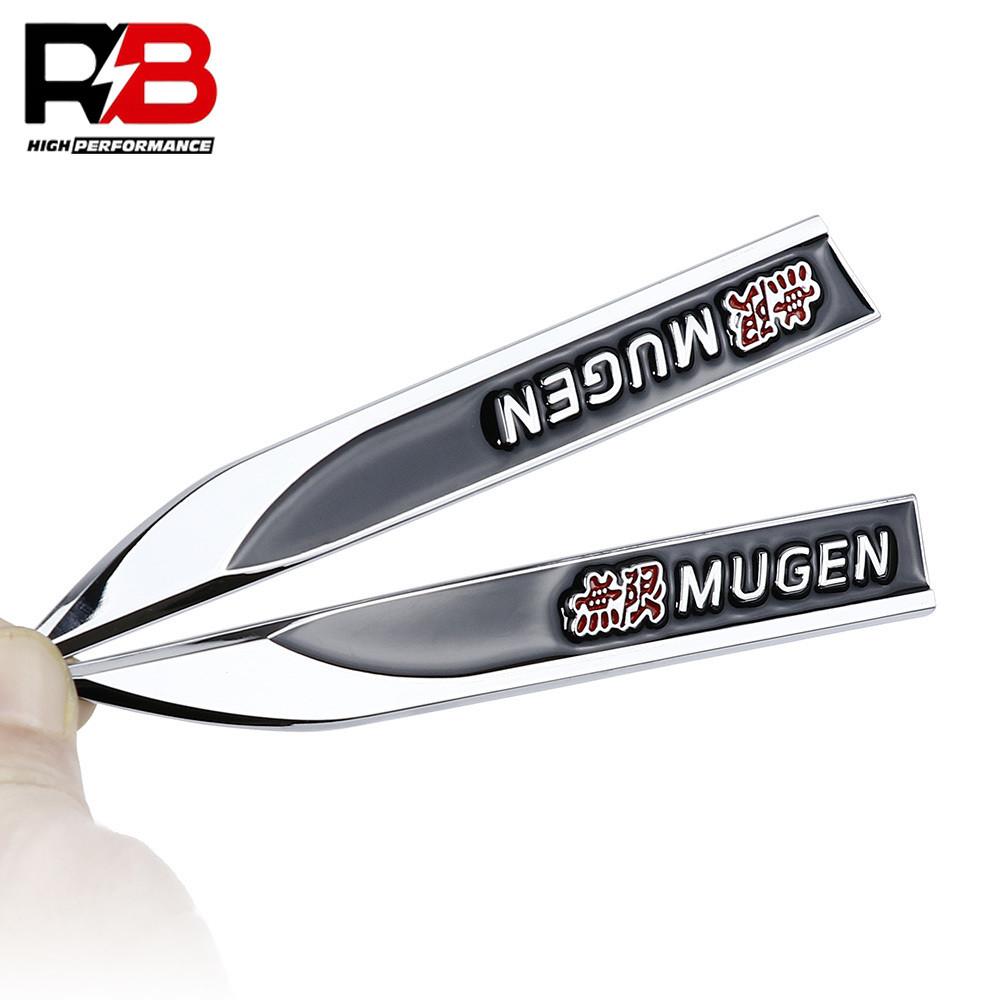 2pcs Mugen Metal Letters Side Fender Badge Emblem Sticker Decal for ...