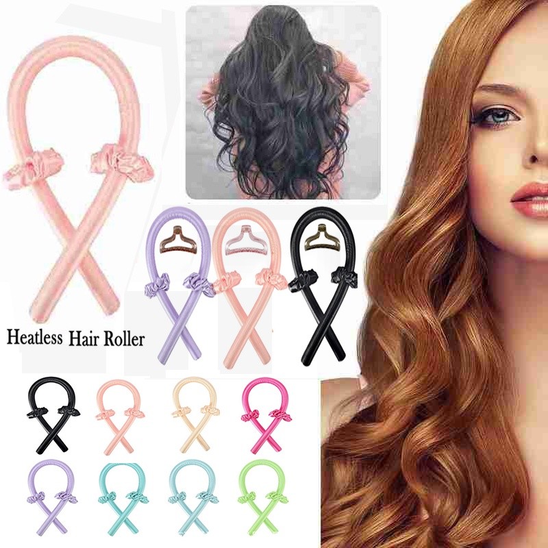 Hair Roller Heatless Curling Rod Headband Hair Rollers Hair Claw Clip ...
