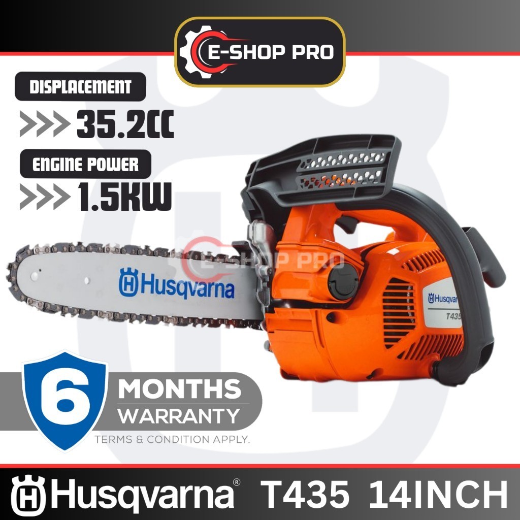 HUSQVARNA T435 14" MESIN GERGAJI POKOK MACHINE CHAINSAW (2 LEJANG / 2 ...
