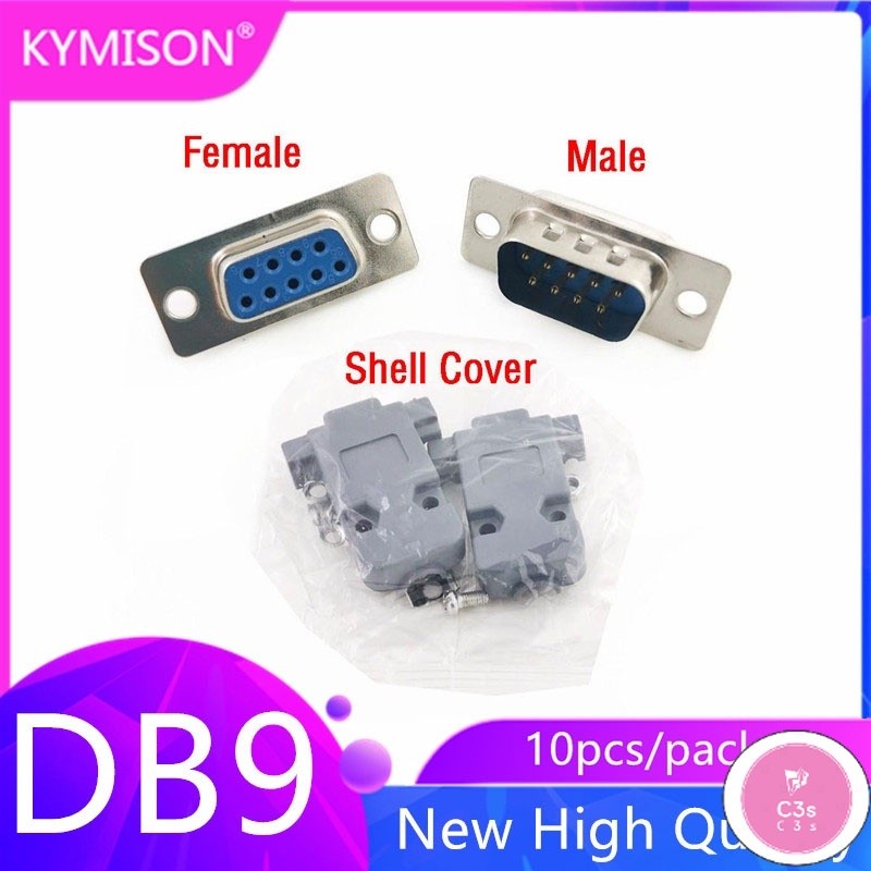 C3S 10PCS RS232 DB9 Serial VGA 9 Pin Female 2 Rows Solder Type Plug D ...