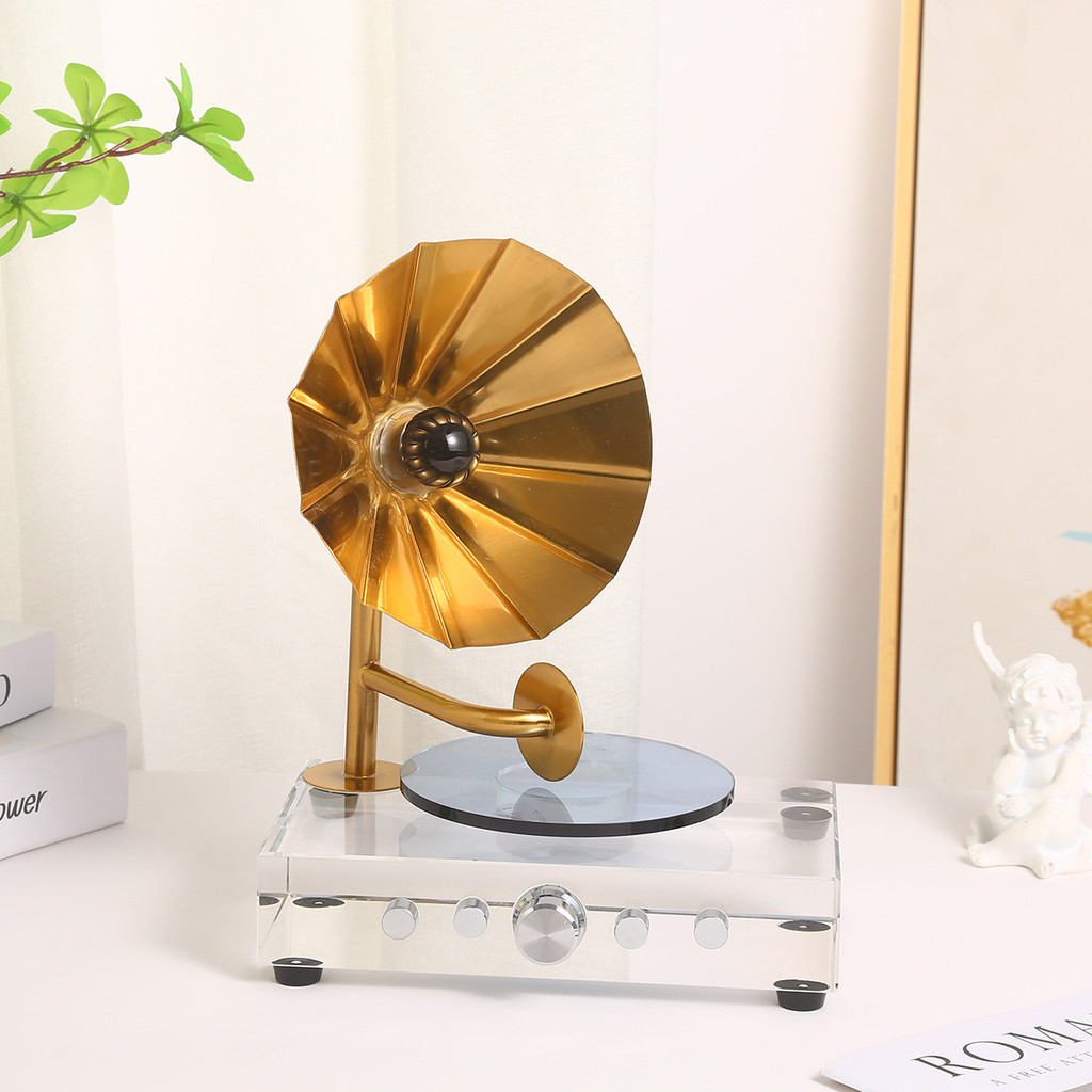 Simple Simple Modern Transparent Curved Gramophone Crystal Ornaments ...