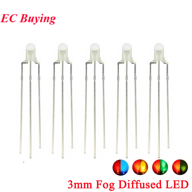 50pcs F3 3mm Fog Diffused Diode Two Color Common Anode/Cathode Round ...