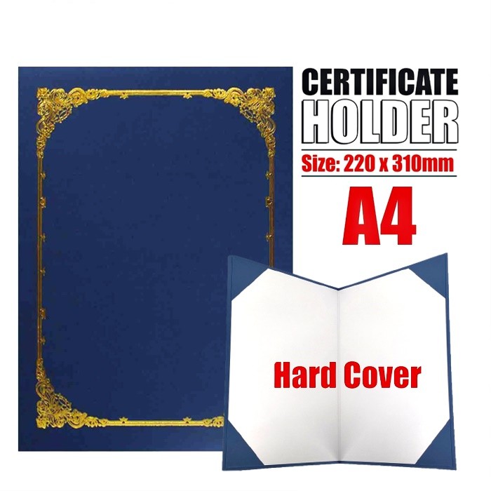 A4 Certificate Holder Hard Cover with Gold Border/Durable Fail Sijil ...