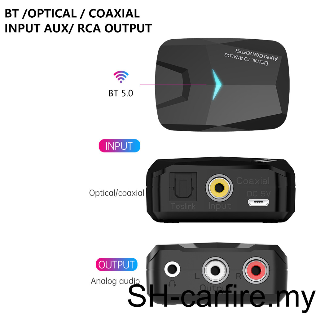 Digital to Analog Adapter DC 5V Optical Speaker Headphone 5.0 Audio 3.5mm Adaptor ABS Output ...