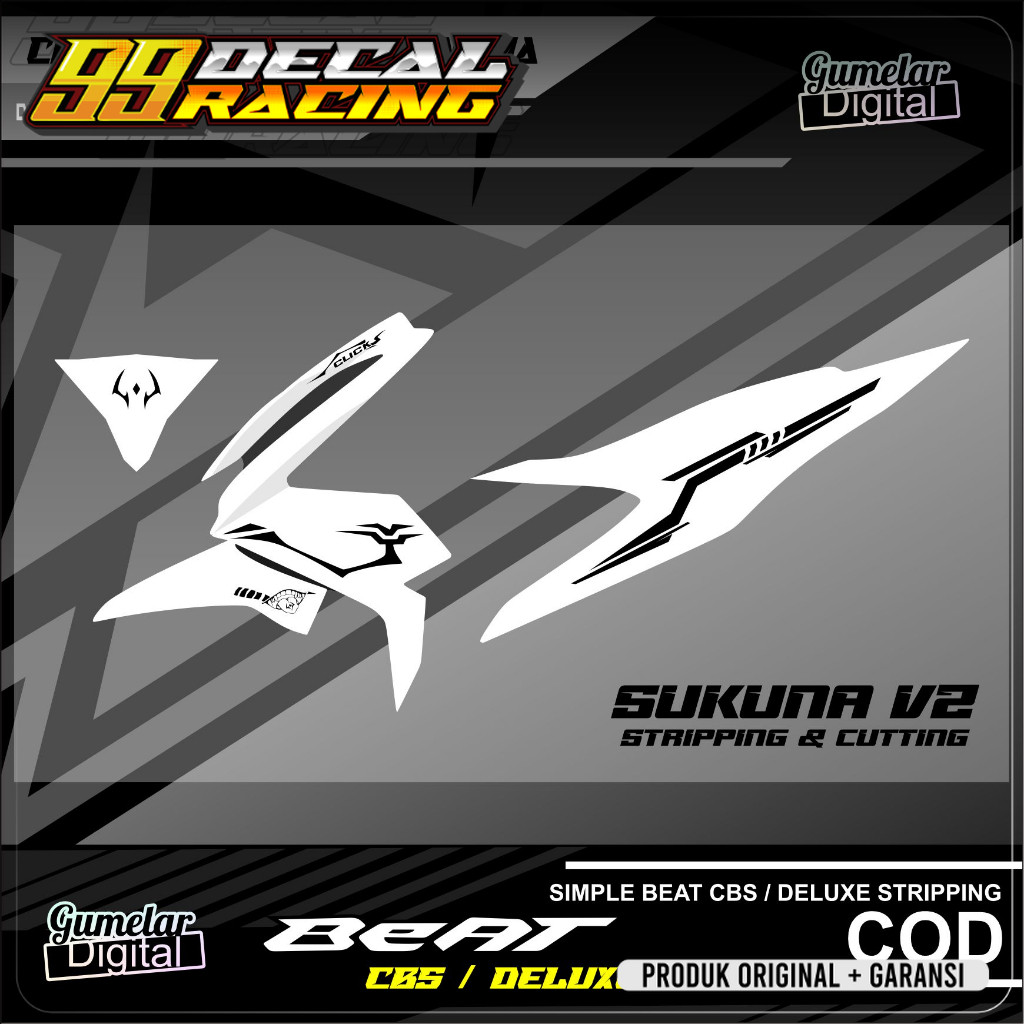Simple STRIPPING / HONDA BEAT DELUXE CUTTING STICKER SUKUNA VERSION 2 ...