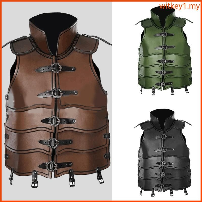 WIT Mens Warrior PU Leathers Chest Armors Knight Body Armors Medieval ...